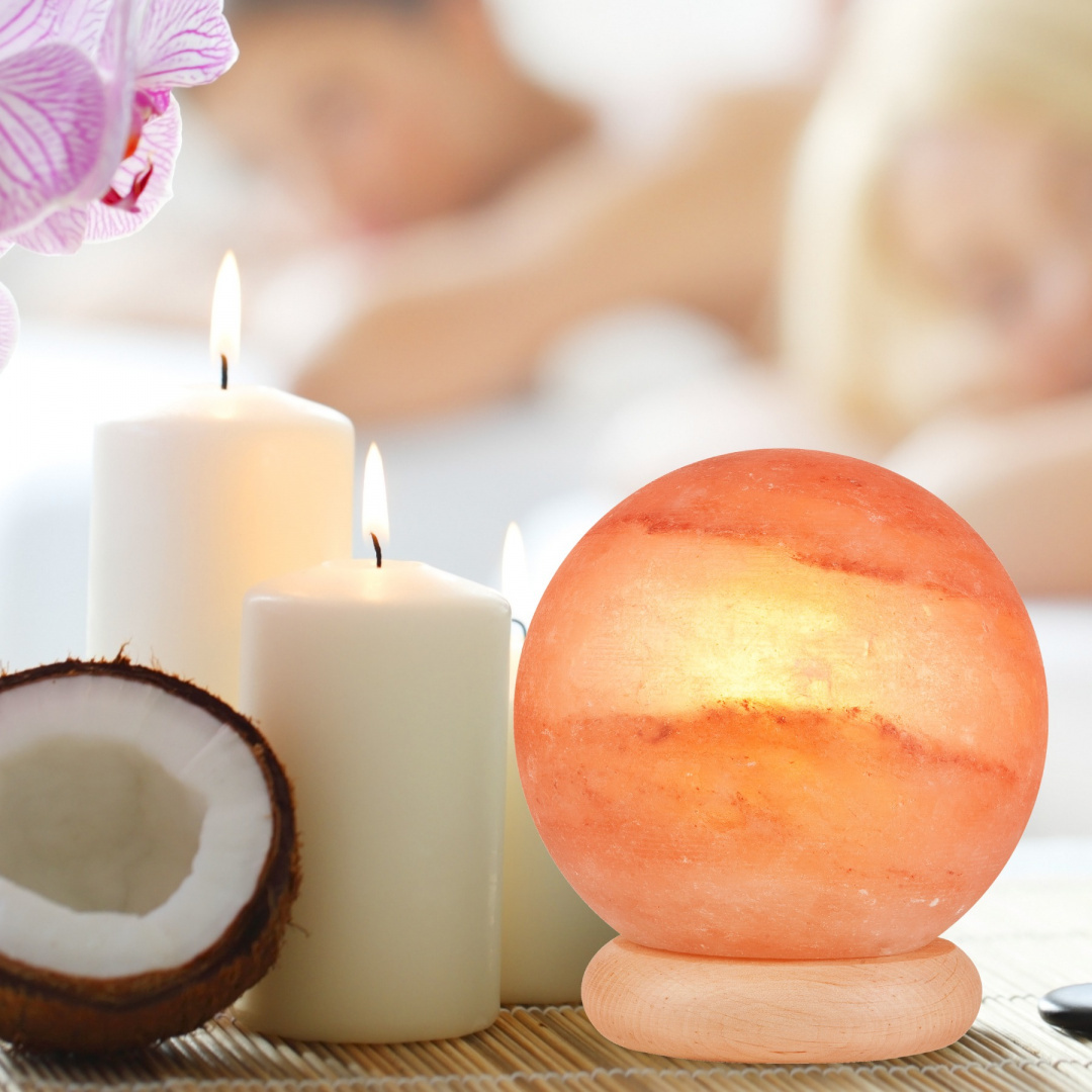 SALLY 12 - lampa solna kula z podstawą 16 cm - drewno naturalne ...